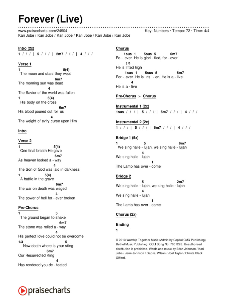Forever by Kari Jobe - Lyrics & Chords | PDF | Contemporary Worship ...
