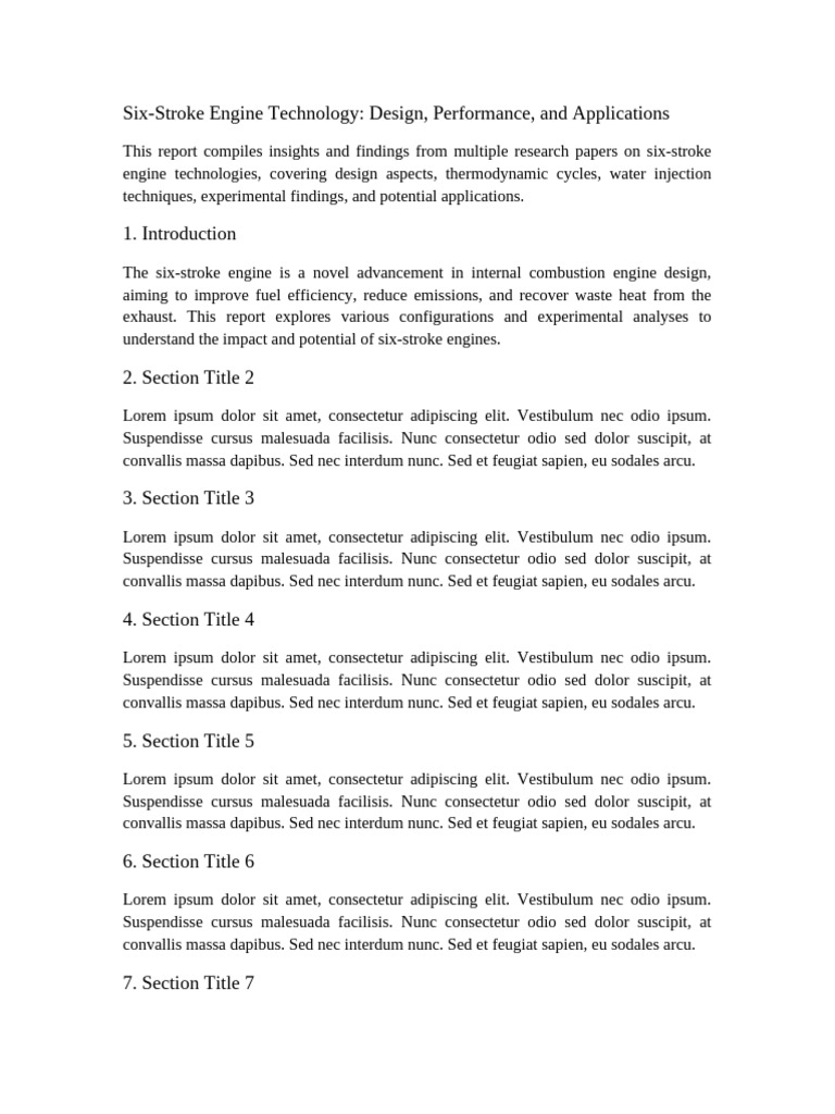 Six Stroke Engine Report | PDF | Engines | Propulsion