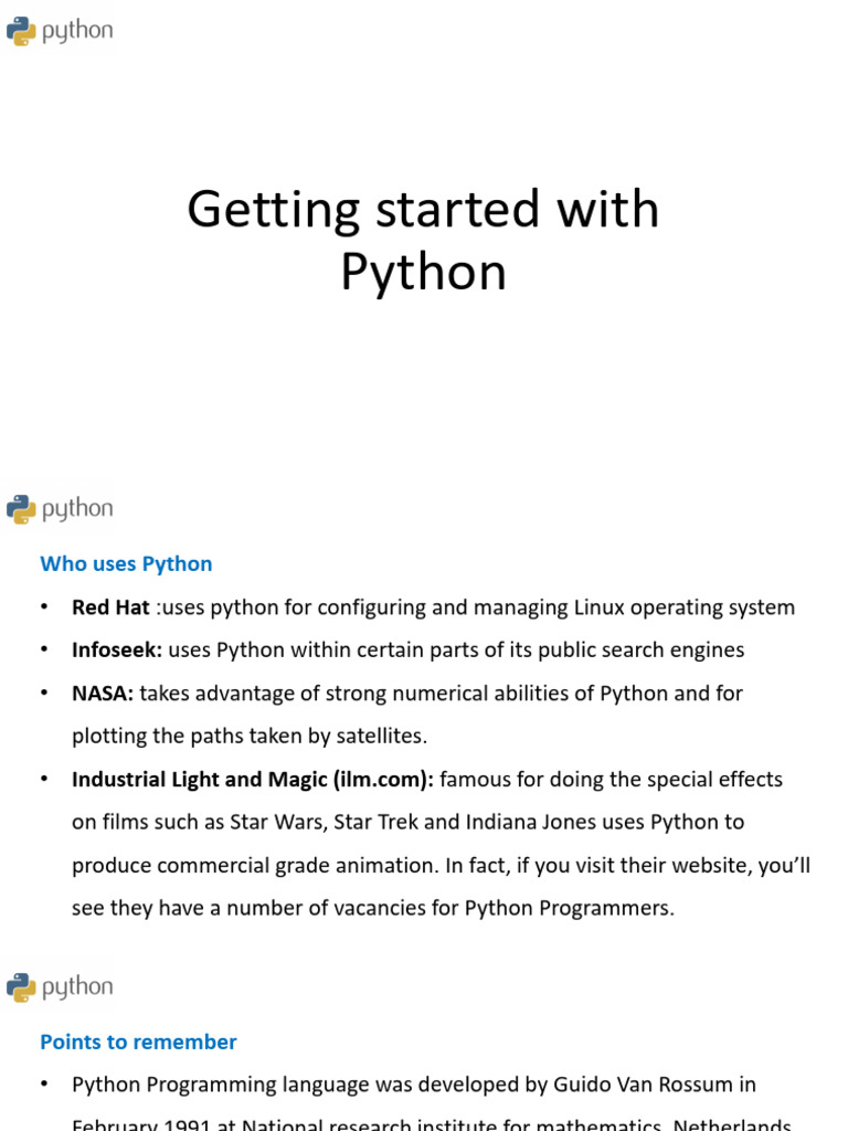 1-42 Getting Started With Python Online | PDF | Python (Programming Language) | Reserved Word