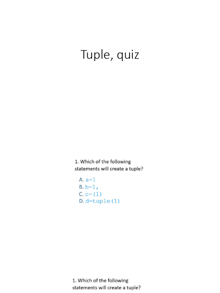 Tuple Quiz | PDF