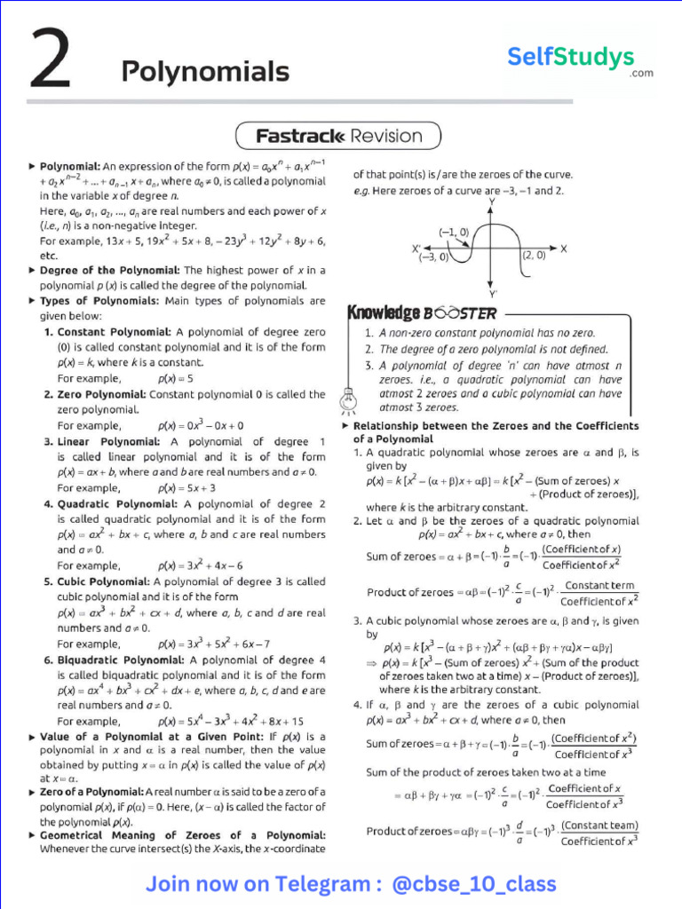 Polynomials Important Question | PDF