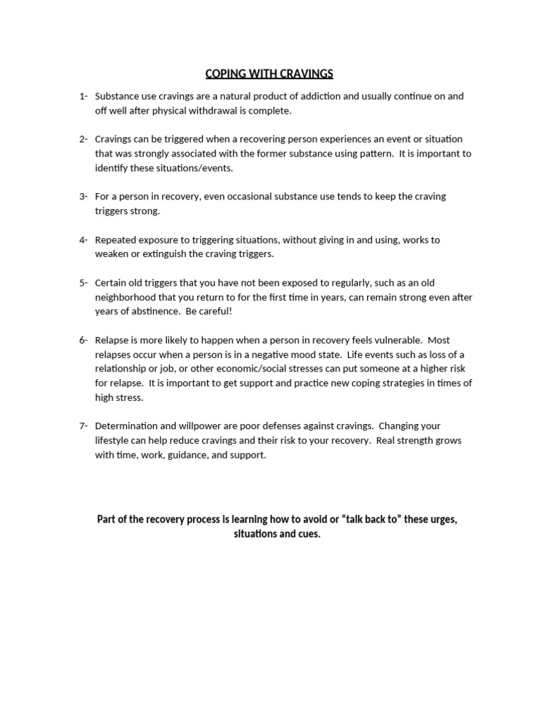 Strategies for Coping with Cravings | PDF | Relapse | Substance Abuse