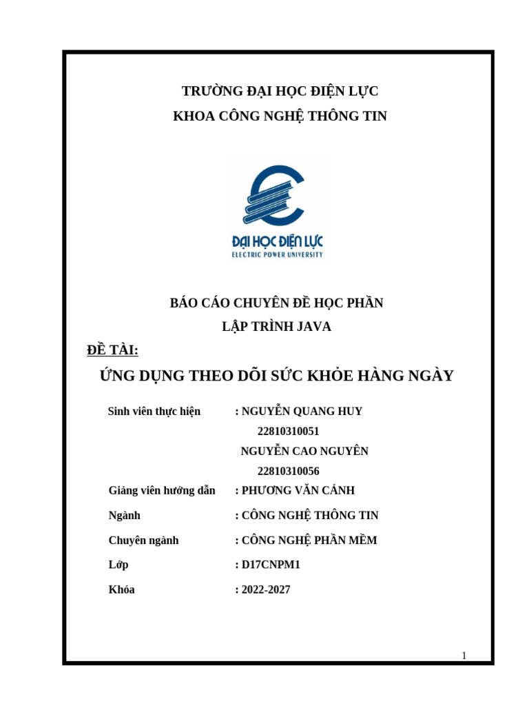Báo Cáo Môn Lập Trình Java | PDF