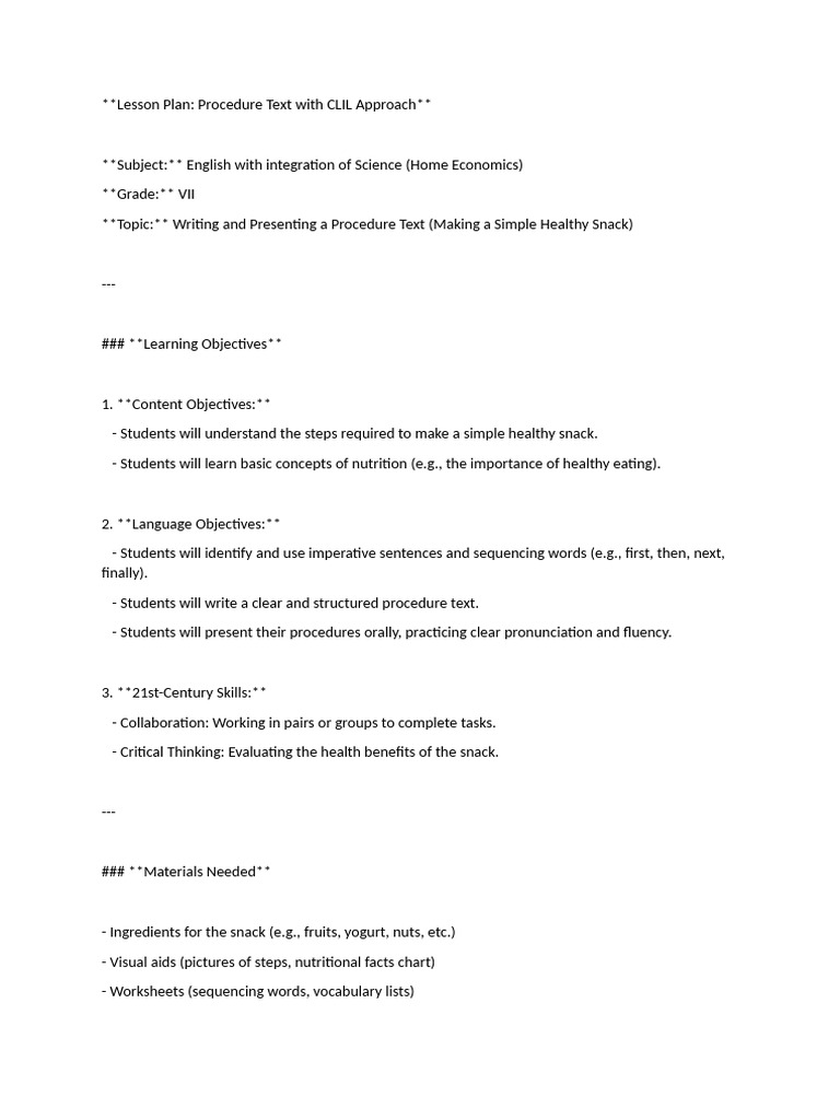 Lesson Plan Procedure Text | PDF | Lesson Plan | Peer Review