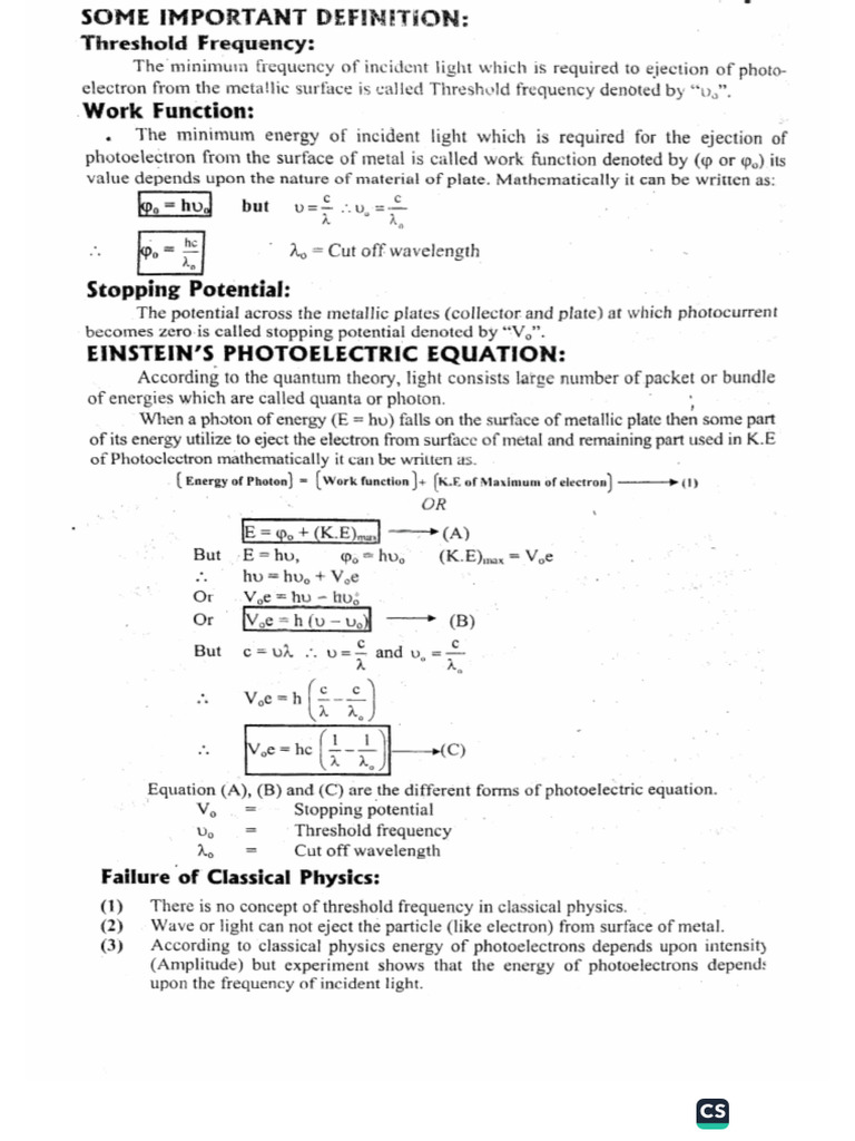 Einstein Photoelectric Equation | PDF