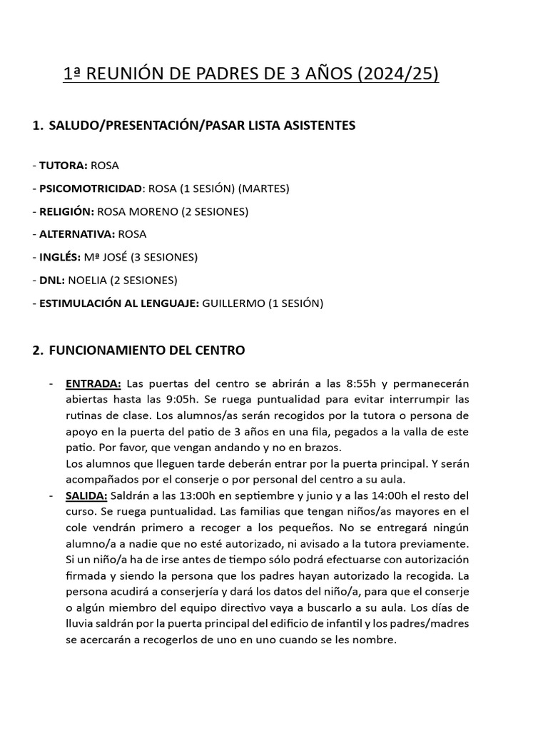 PRIMERA__REUNION_DE_PADRES_DE_3_ANOS | PDF