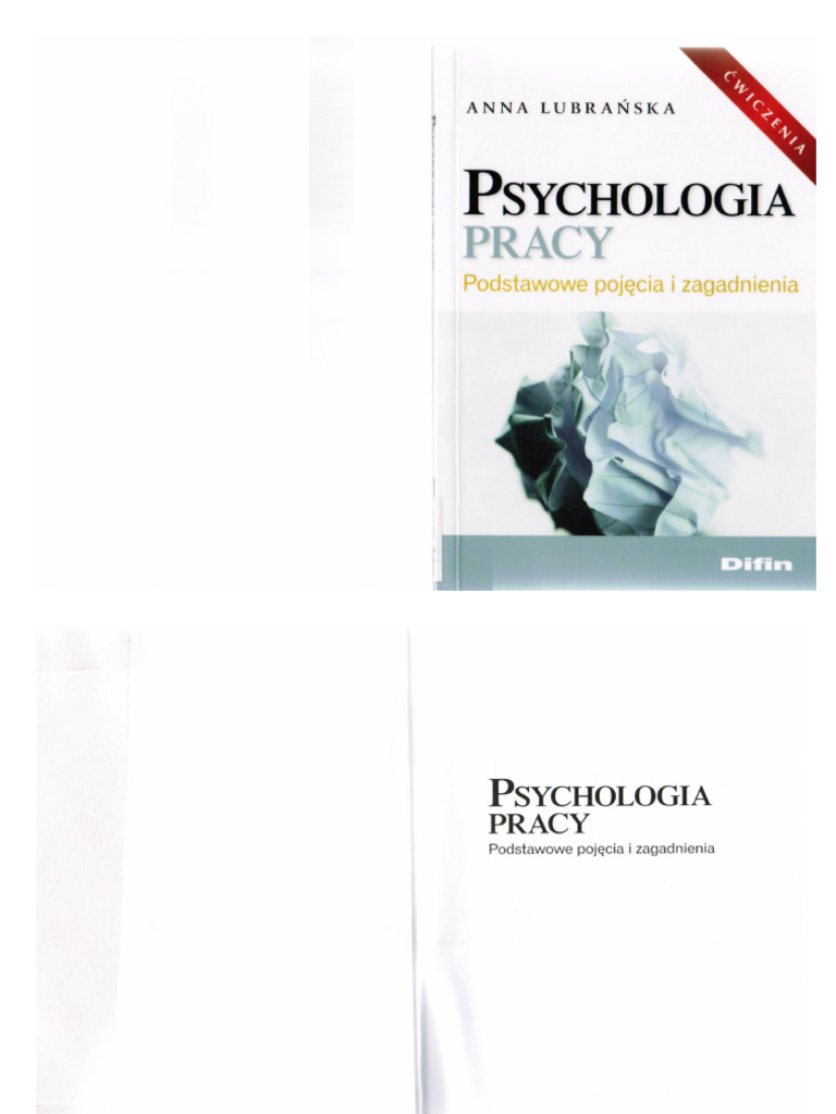 Psychologia Pracy. Podstawowe Pojęcia I Zagadnienia. Anna Lubrańska | PDF