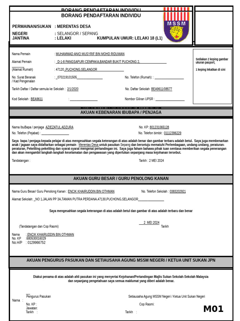 00000371-BORANG MO1 LELAKI 18 TAHUN (L1) | PDF