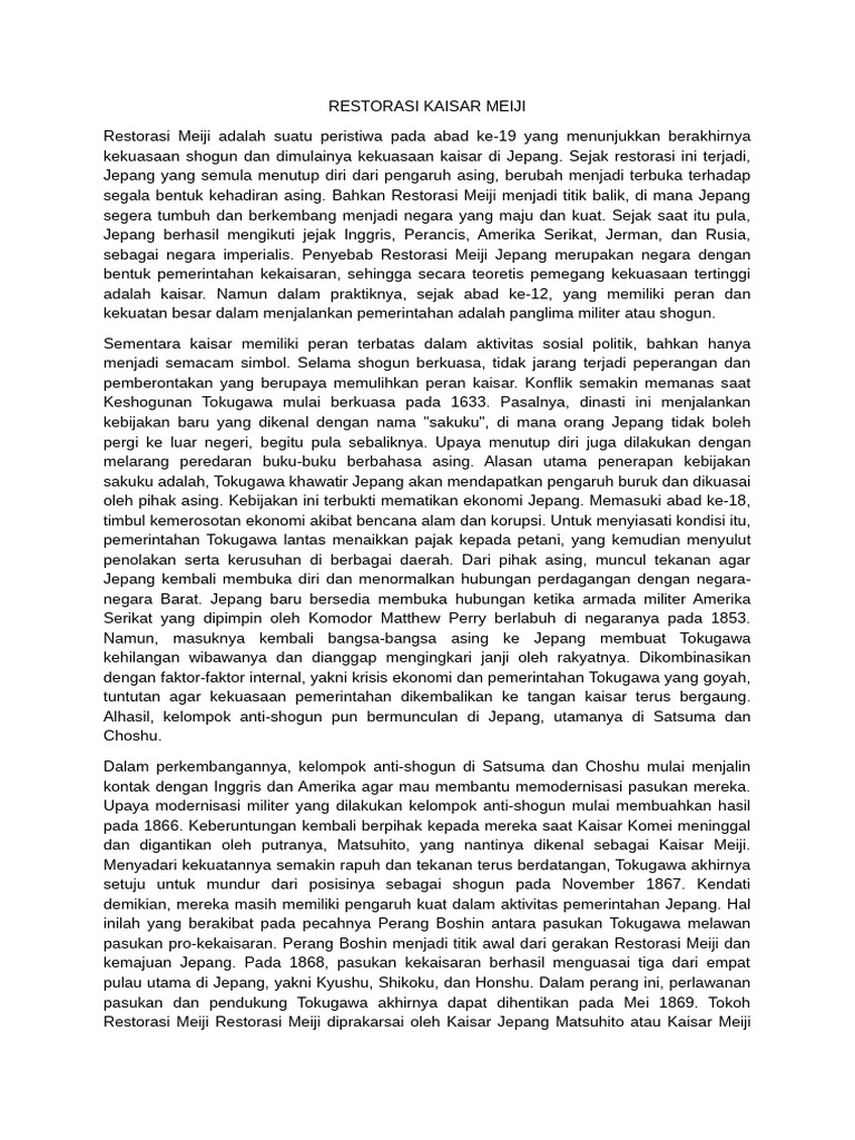 Sejarah - Restorasi Kaisar Meiji | PDF