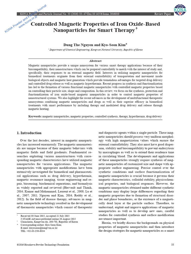 2015 Controlled Mag Propr of Iron Oxide Based Nanoparticles For Smart Terapies | PDF ...