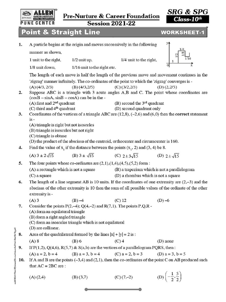 Straight Lines - Worksheet 1 | PDF