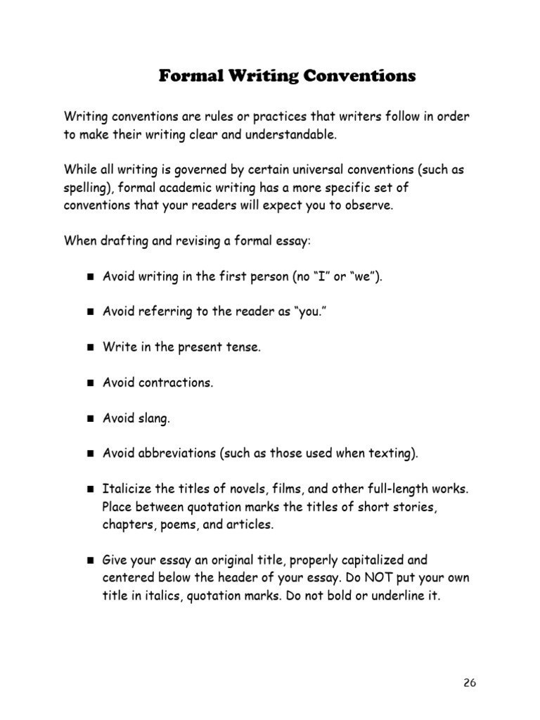 Formal Writing Conventions | PDF