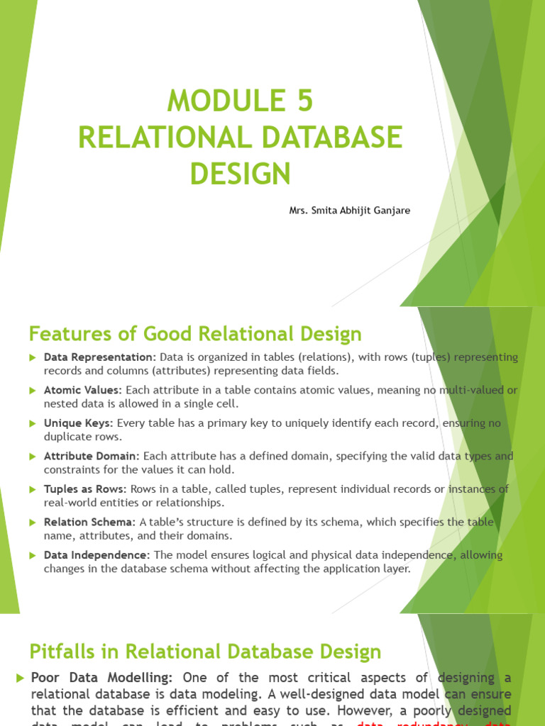 Module 5 Relational Database Design | PDF | Relational Model | Relational Database