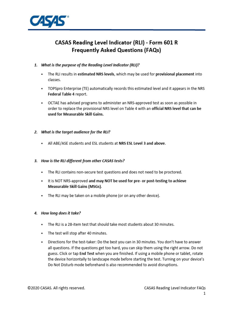Reading Level Indicator Faqs v2 0 | PDF | English As A Second Or ...