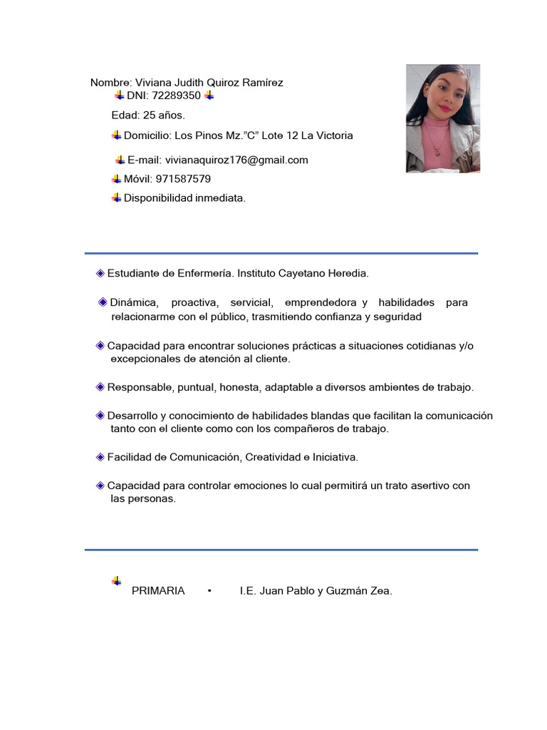 QUIROZ RAMIREZ VIVIANA CURRICULUM | PDF