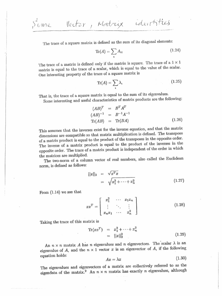 Vector Matrix Identities Vec Calculus Num Integration | PDF