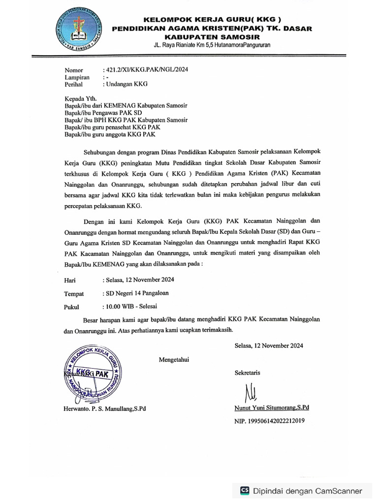 Undangan KKG Bulan November | PDF