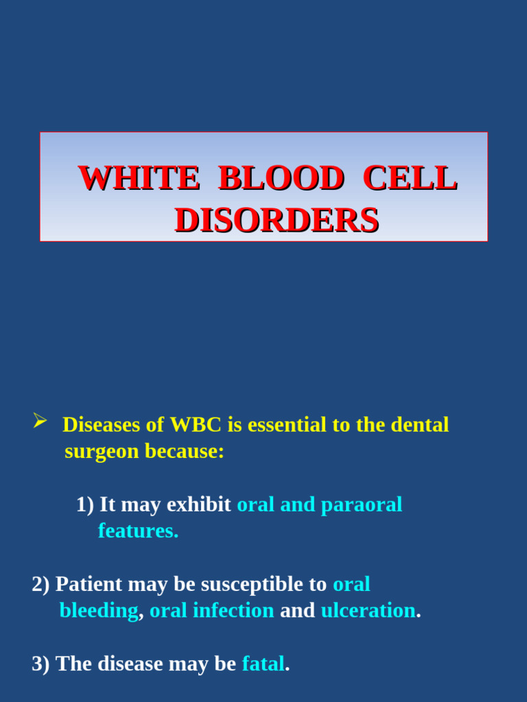 WBC Disorders - Lecture 4 | PDF | White Blood Cell | Phagocyte