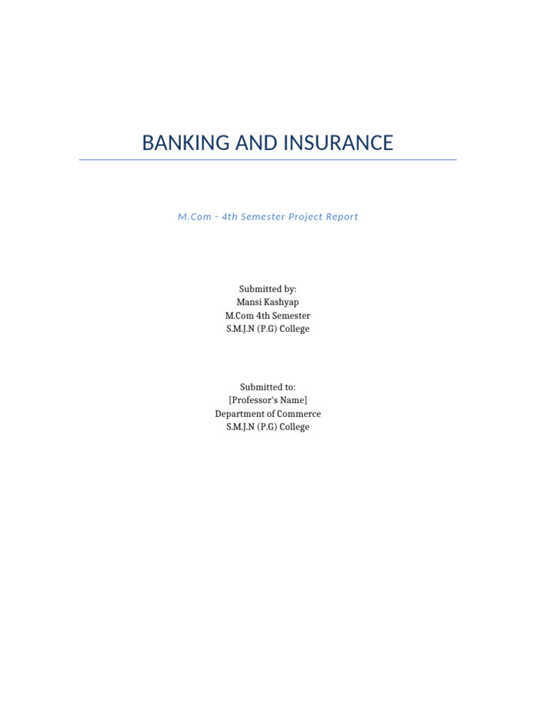 Banking and Insurance Project | PDF | Banks | Reserve Bank Of India