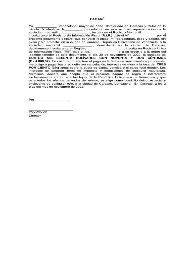 Pagaré 1 MODELO | PDF