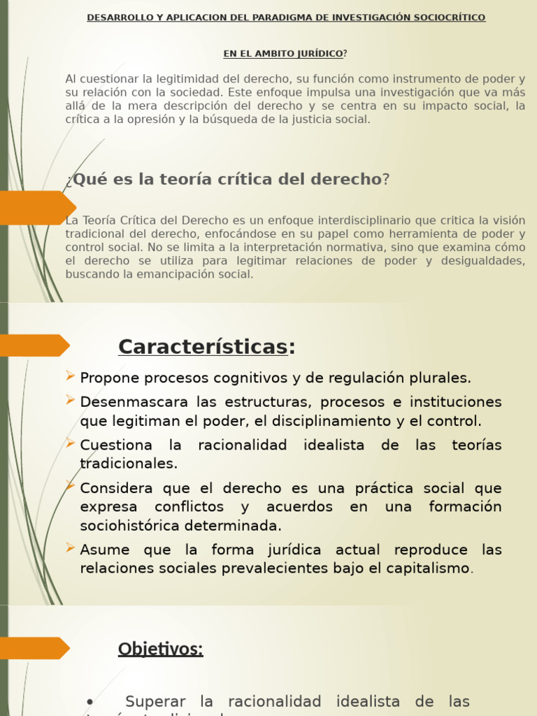 Ppt.teoria Critica Del Derecho | PDF | Paradigma | La teoría crítica