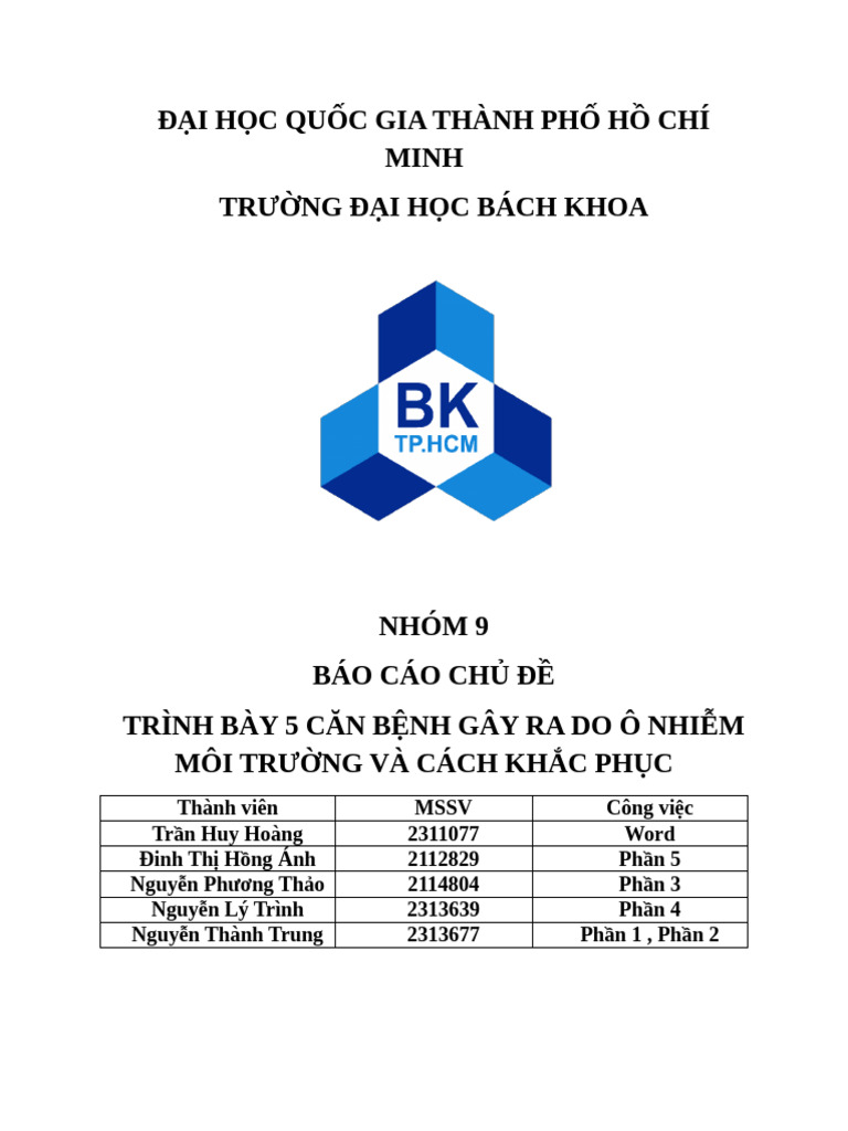 BTN5 Nhom9 Benh Do o Nhiem | PDF
