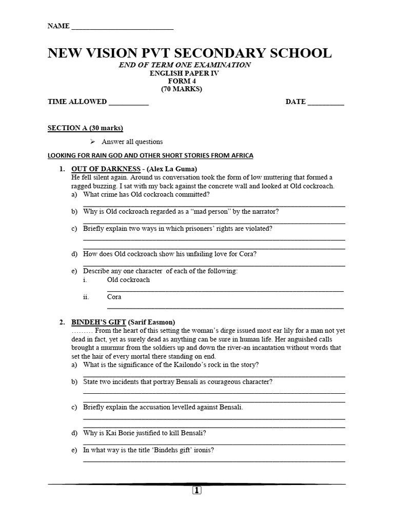 English Paper 4 Form 4 | PDF