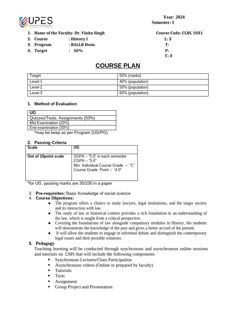 2024 hISTORY I COURSE PLAN | PDF | Educational Technology | Knowledge