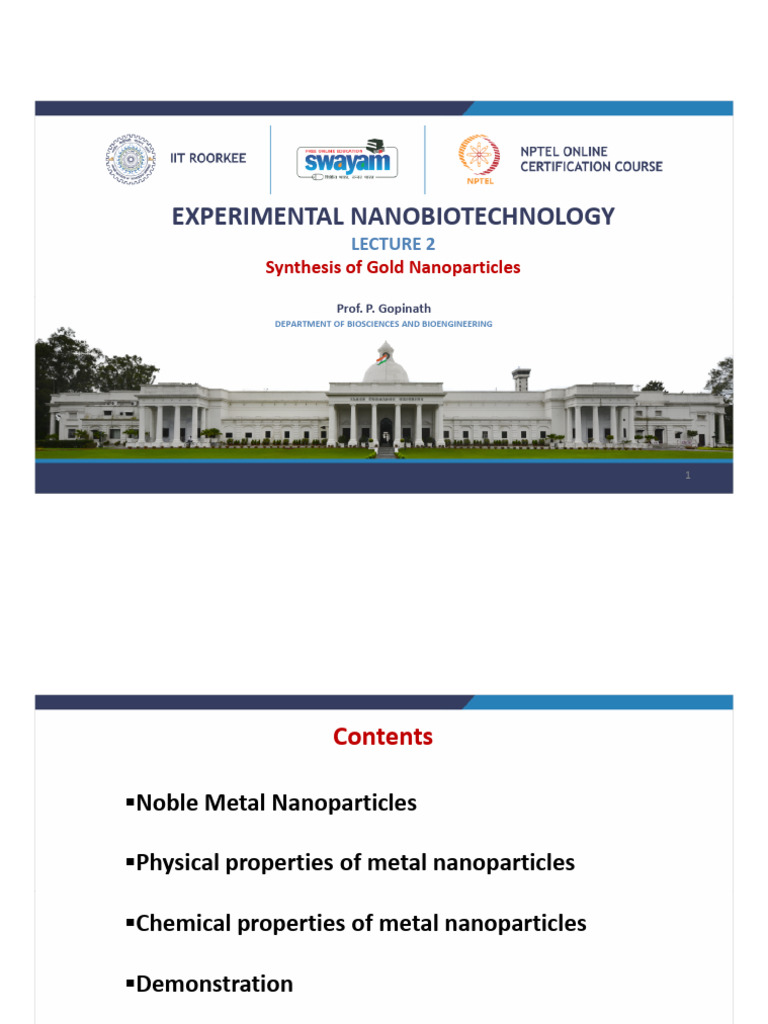 Lecture 02. Synthesis of Gold Nanoparticles | PDF | Nanoparticle | Chemical Substances