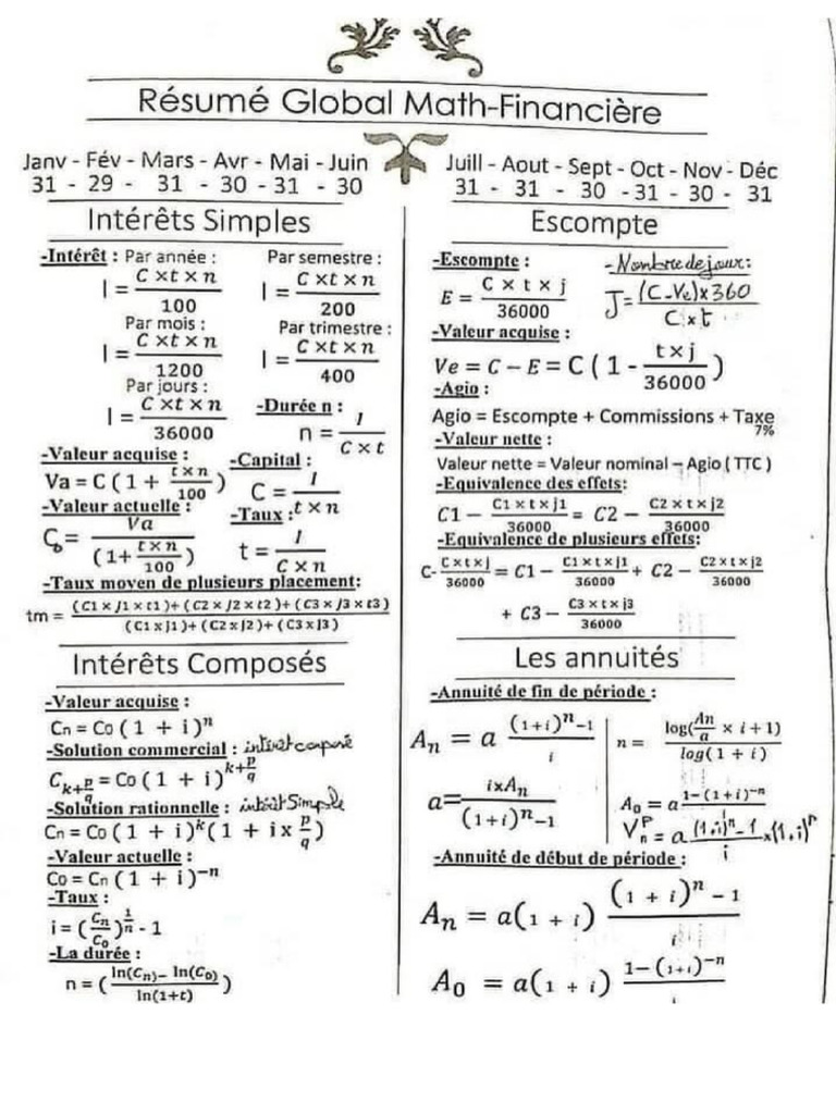 Résumé Mathématiques Financières | PDF