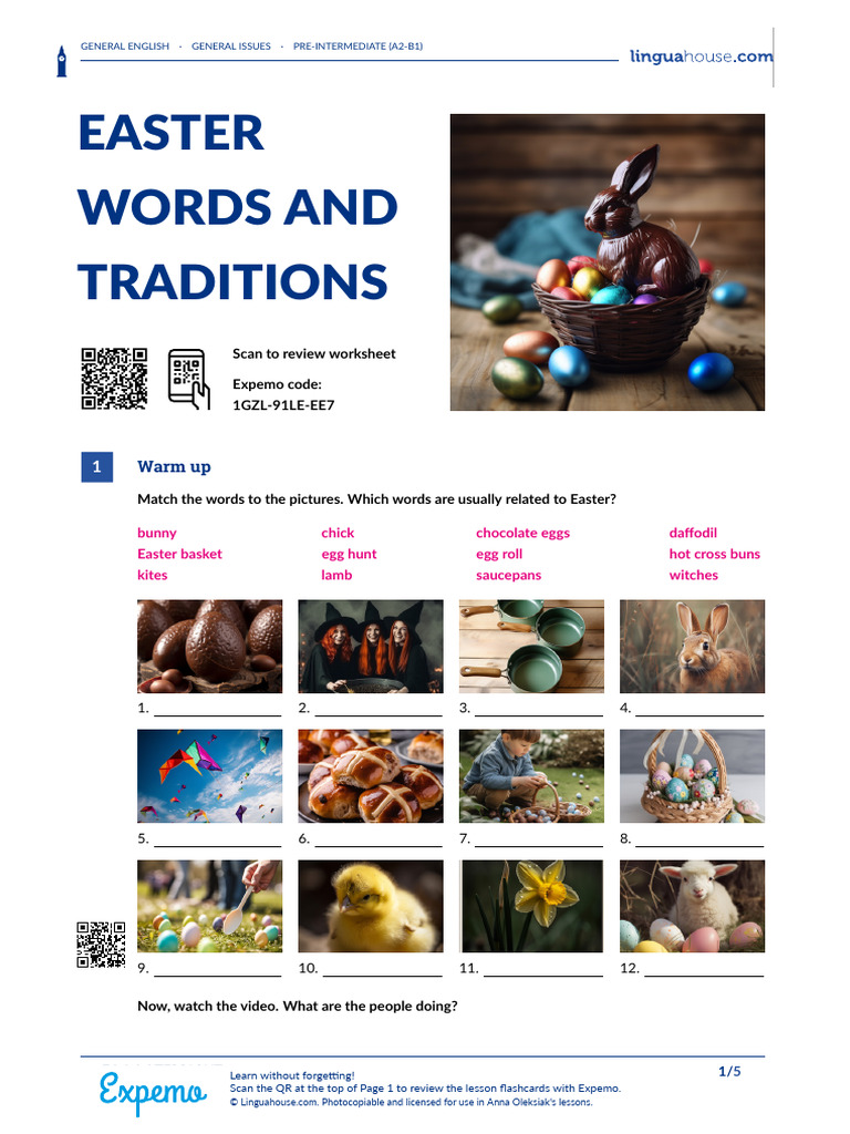 Easter Words and Traditions British English Teacher A2 B1 | PDF | Easter