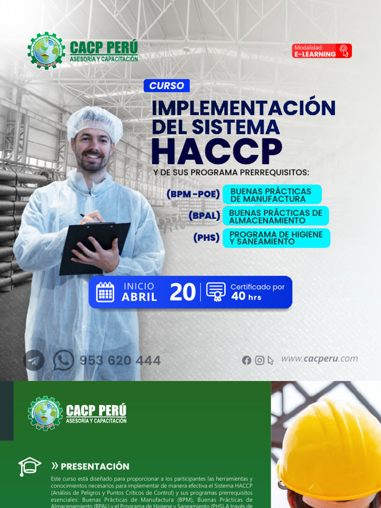 IMPLEMENTACIÓN DEL SISTEMA HACCP. 2025 - 1.2 E-LEARNING C | PDF | Análisis de Riesgo y Puntos ...
