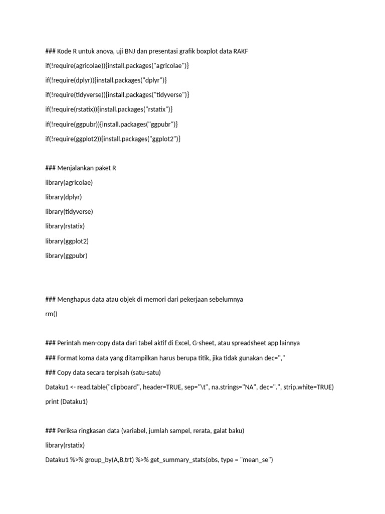 Kode R Untuk Anova | PDF | Statistics | Analysis Of Variance