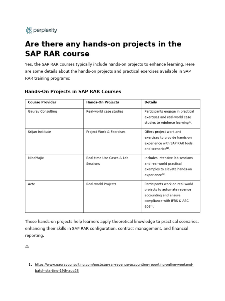 Are There Any Hands-On Projects in The SAP RAR Cou | PDF