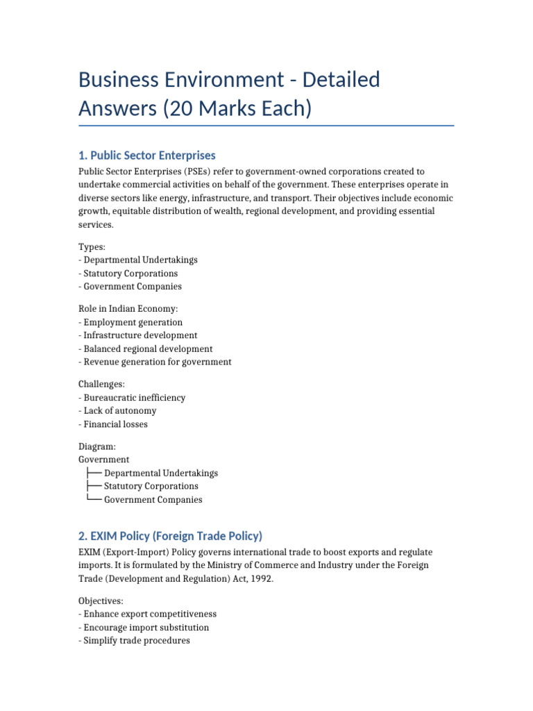 Full Business Environment Answers | PDF