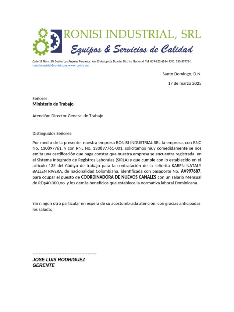 Solicitud de Certificacion Del Sirla | PDF