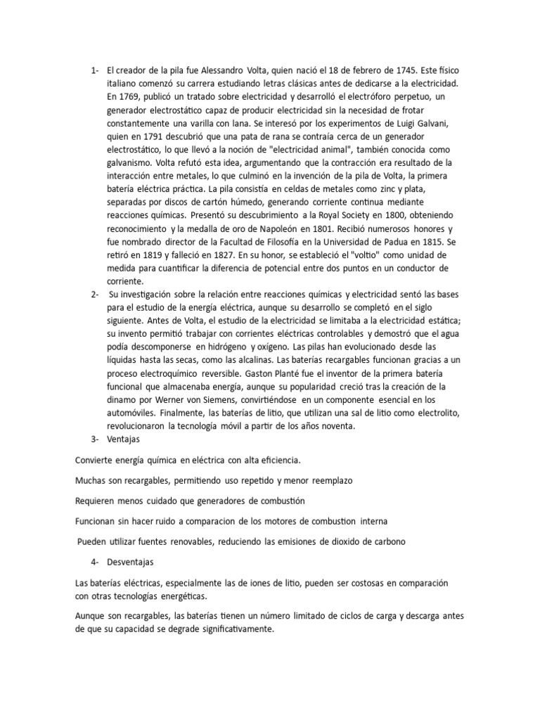 Inventor de la pila voltaica: Alessandro Volta | PDF | Electricidad ...