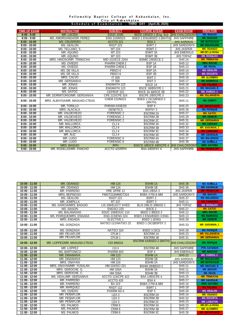 Pre Final Exam Sched 2nd Sem AY 2024 2025 | PDF