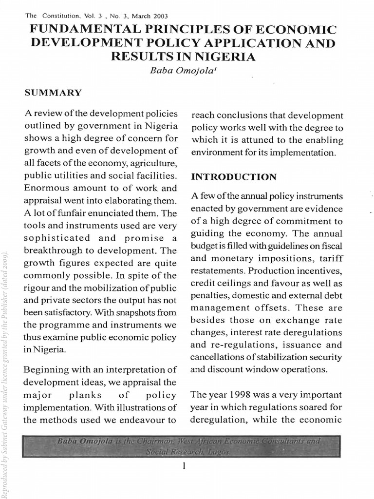 Omojola Fundamental Principles of Economic Development Policy ...