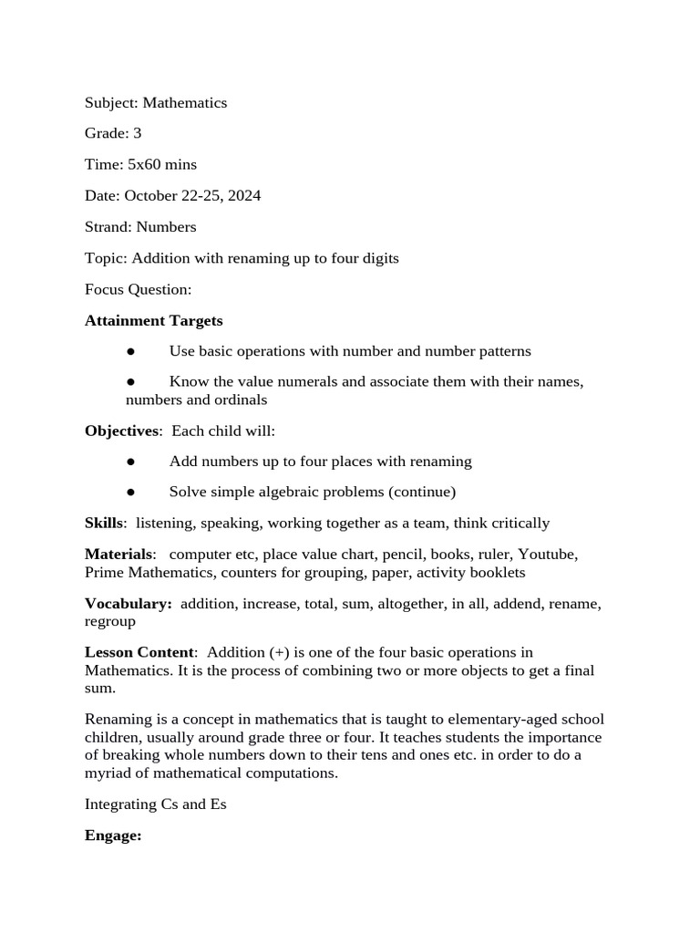 Addition With Renaming 2024 | PDF | Mathematics