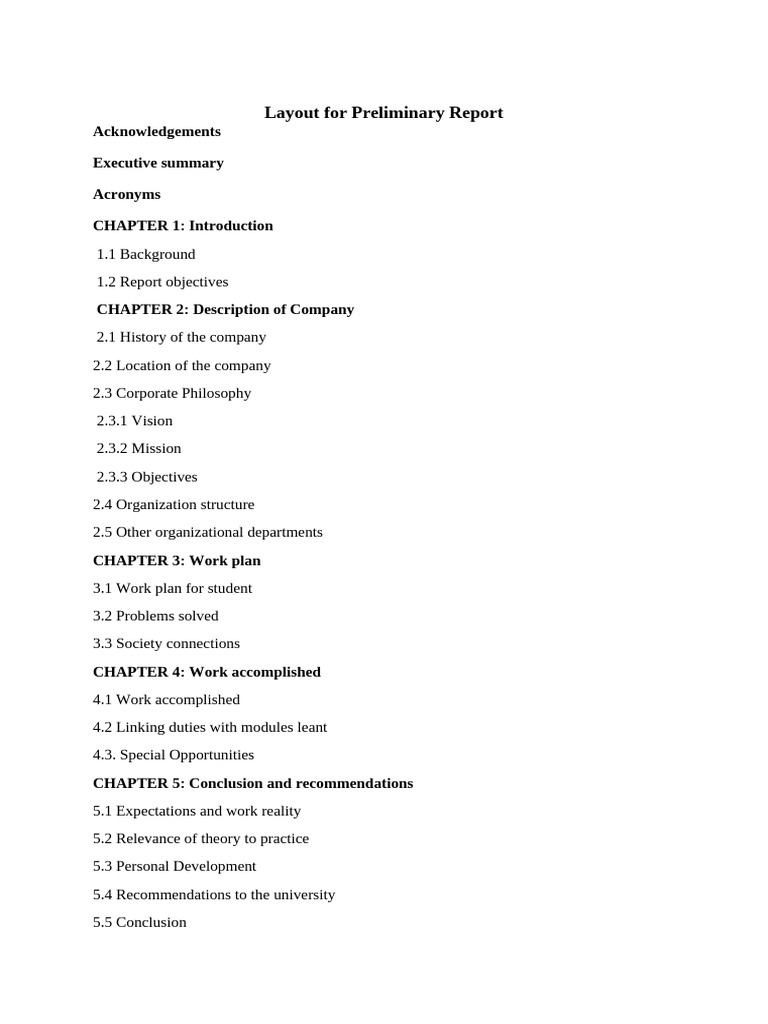 Preliminary Report on Work Experience | PDF
