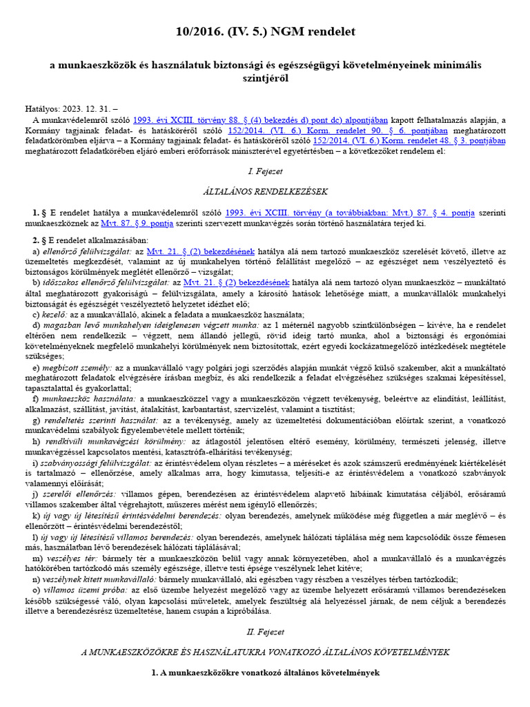 10 - 2016. (IV. 5.) NGM Rendelet - Nemzeti Jogszabálytár | PDF