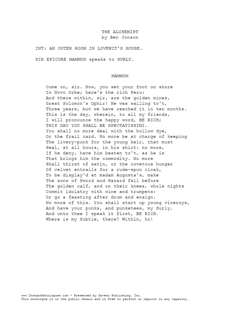 The Alchemist Act 1 | PDF