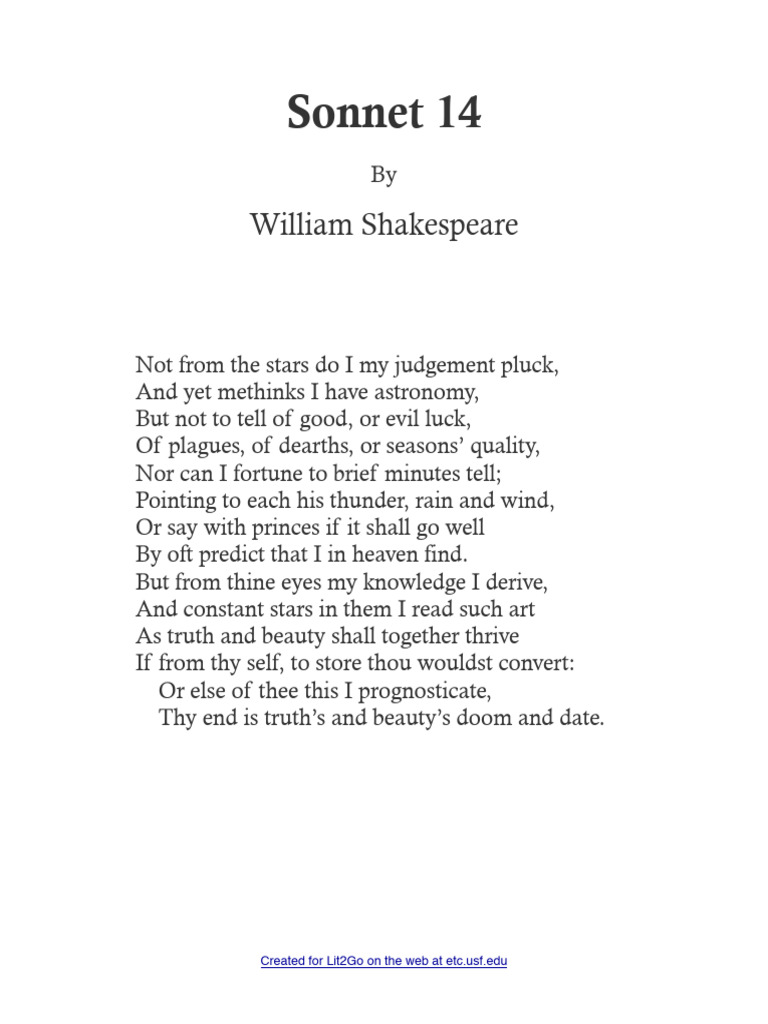 The Sonnets 014 Sonnet 14 | PDF
