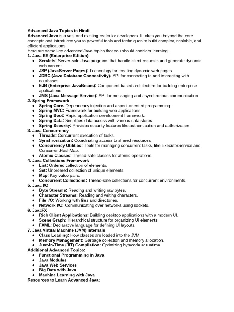 Java Advance Topic in Hindi | PDF | Java (Programming Language) | Spring Framework