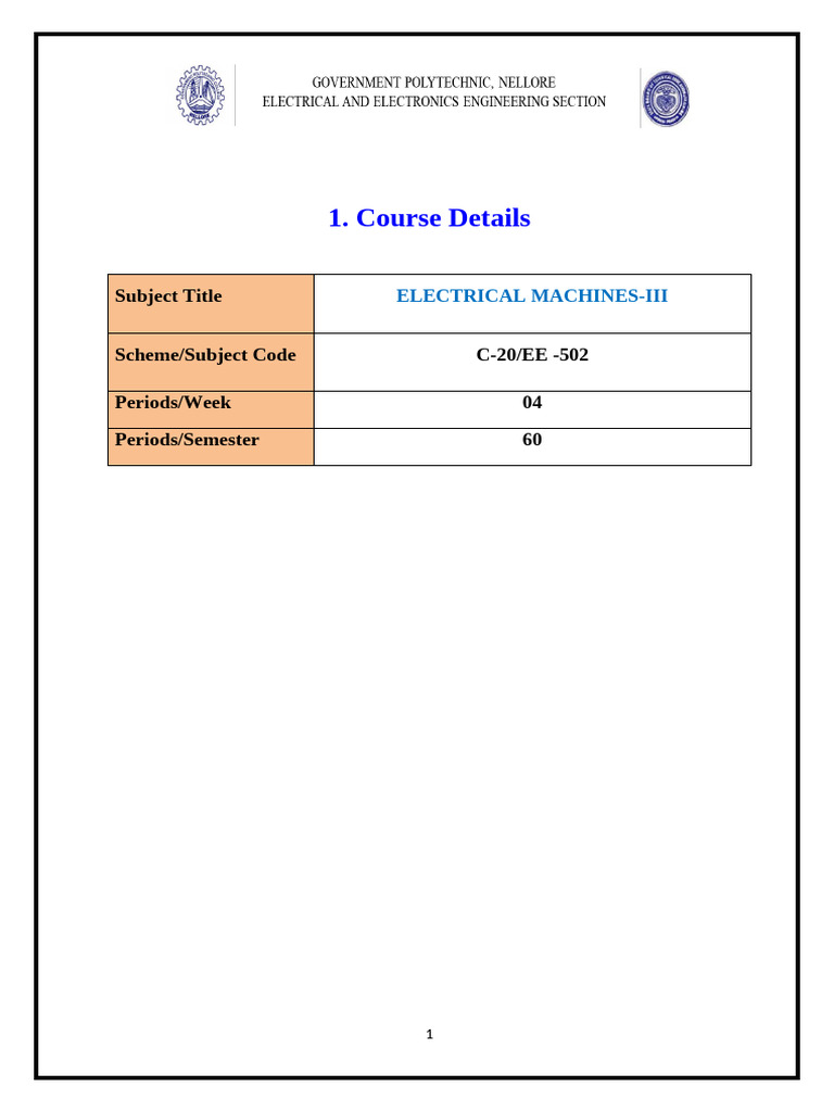 1.0 COURSE DETAILS | PDF