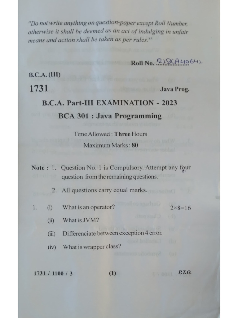 BCA Final Year 2023 Pepars | PDF