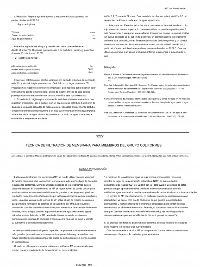Coliformes Totales y E.coli Traducido | PDF | Agua | Las bacterias