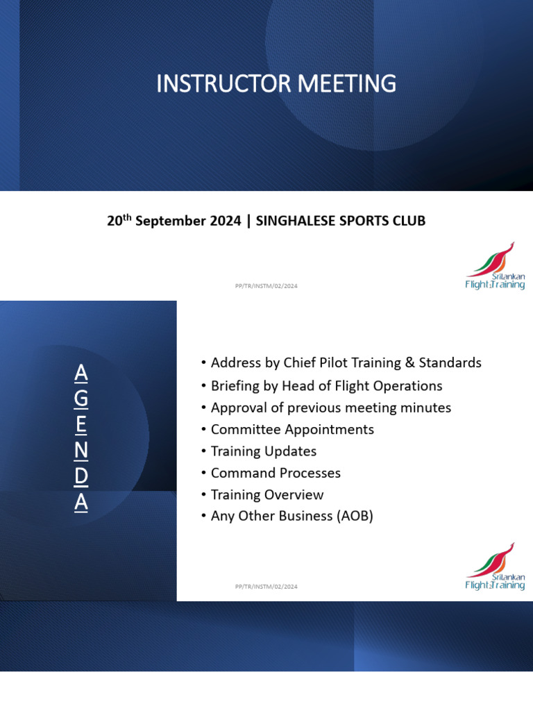 Annexure 01 - Flight Operations Instructor Meeting Presentation 20th September 2024 | PDF ...