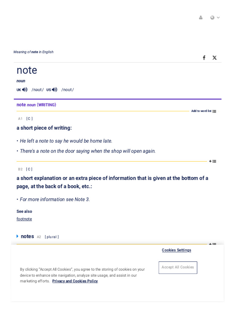 NOTE - English Meaning - Cambridge Dictonary | PDF | Http Cookie ...